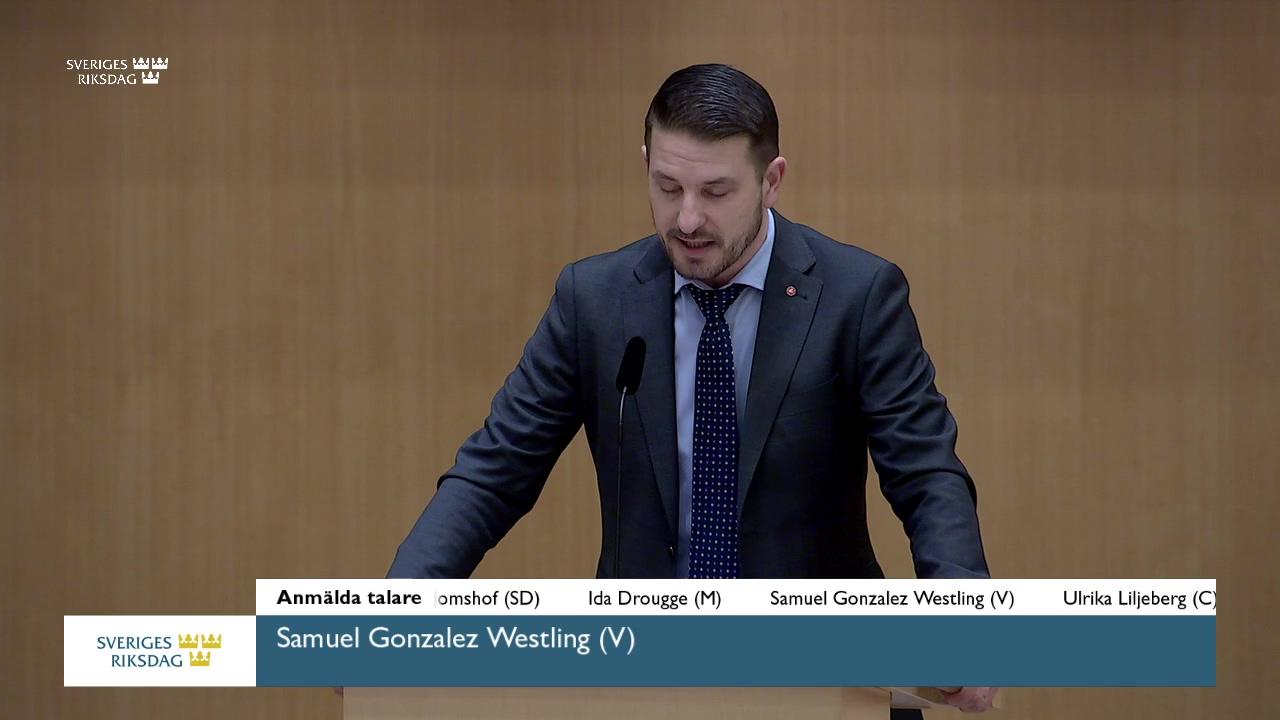 Samuel Gonzalez Westling (V) | Sveriges riksdag